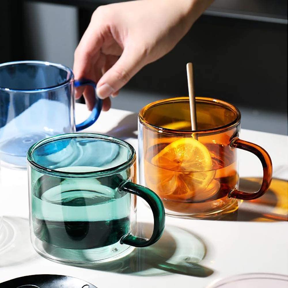 Double Wall Colorful Glass Cups