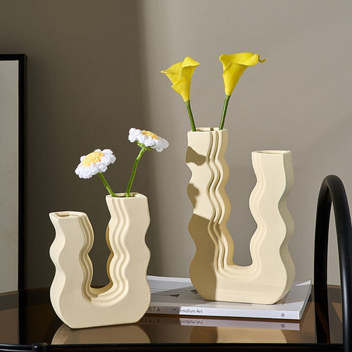 Geometric Style Pastel Colored Ceramic Vases
